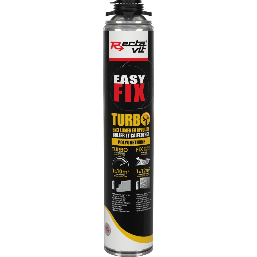 Rectavit Easy Fix Turbo NBS 750ml - Purschuim: Steenlijm - Kitcentrum.nl