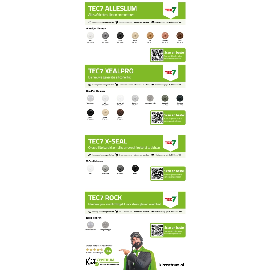 Tec7 kleurenkaart | Populairste producten | Kitcentrum - Kitcentrum.nl
