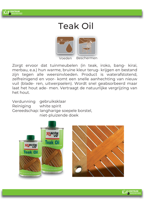 Rectavit Teak Oil in verpakking: 500ml - Kitcentrum.be